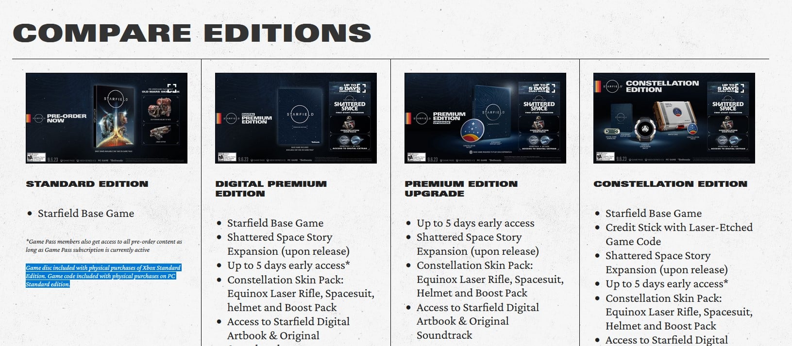 Starfield néglige l'édition Constellation, la version à 300 euros ...